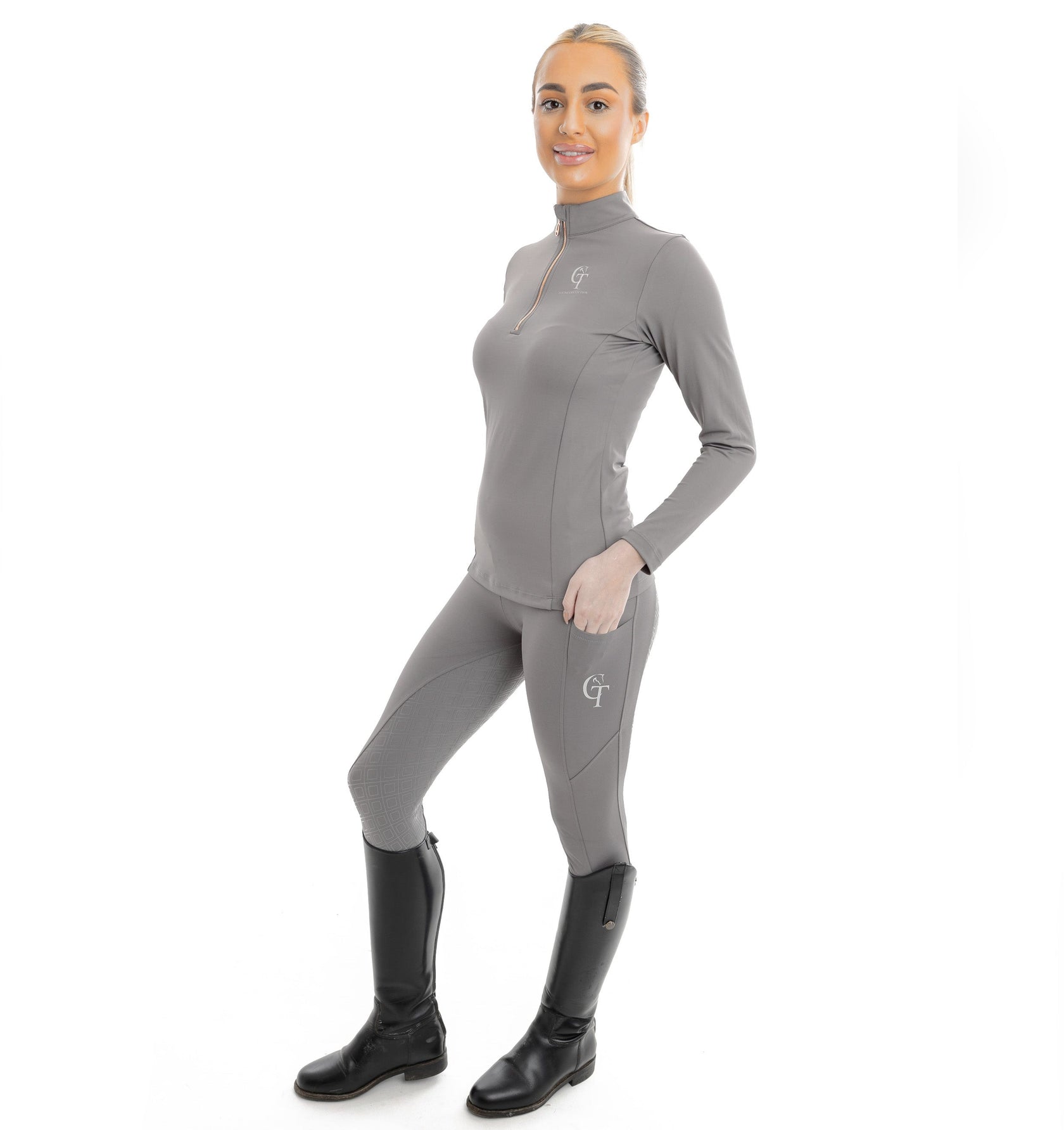 Grey Riding Leggings | Horse Riding Leggings | CT Equine Collection ...